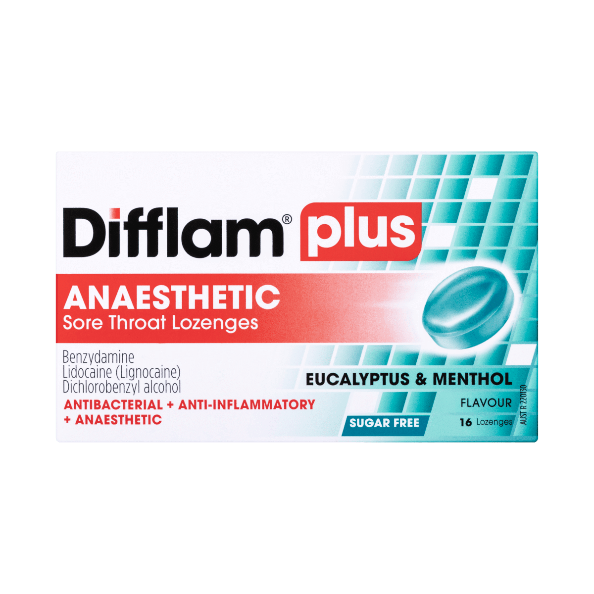Difflam Plus Anaesthetic Sore Throat Lozenges Eucalyptus & Menthol ...
